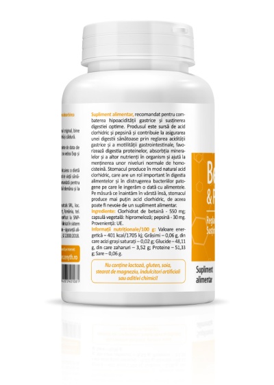 Betaine HCL & Pepsin pentru digestie și hipoaciditate - de la ZENYTH